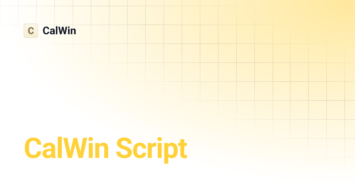 CalWin Script | CalWin