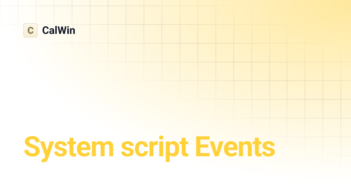System script Events | CalWin