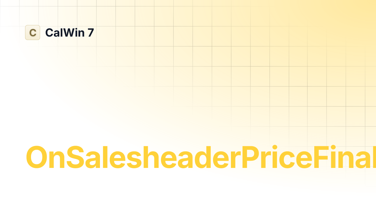 OnSalesheaderPriceFinalization | CalWin