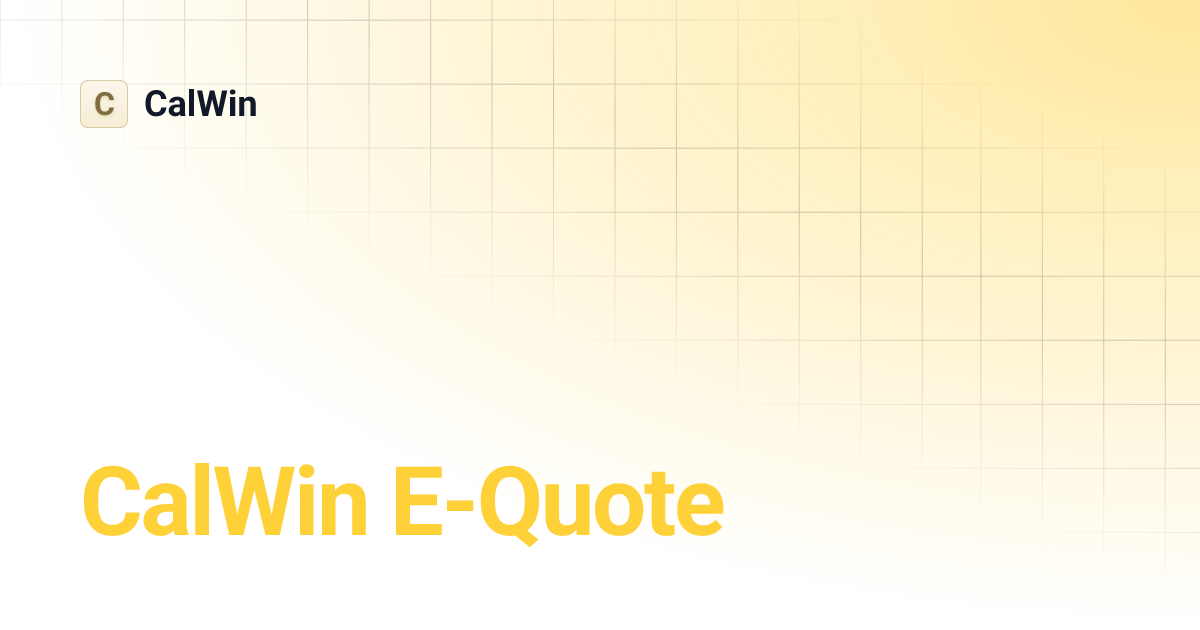 CalWin E-Quote | CalWin