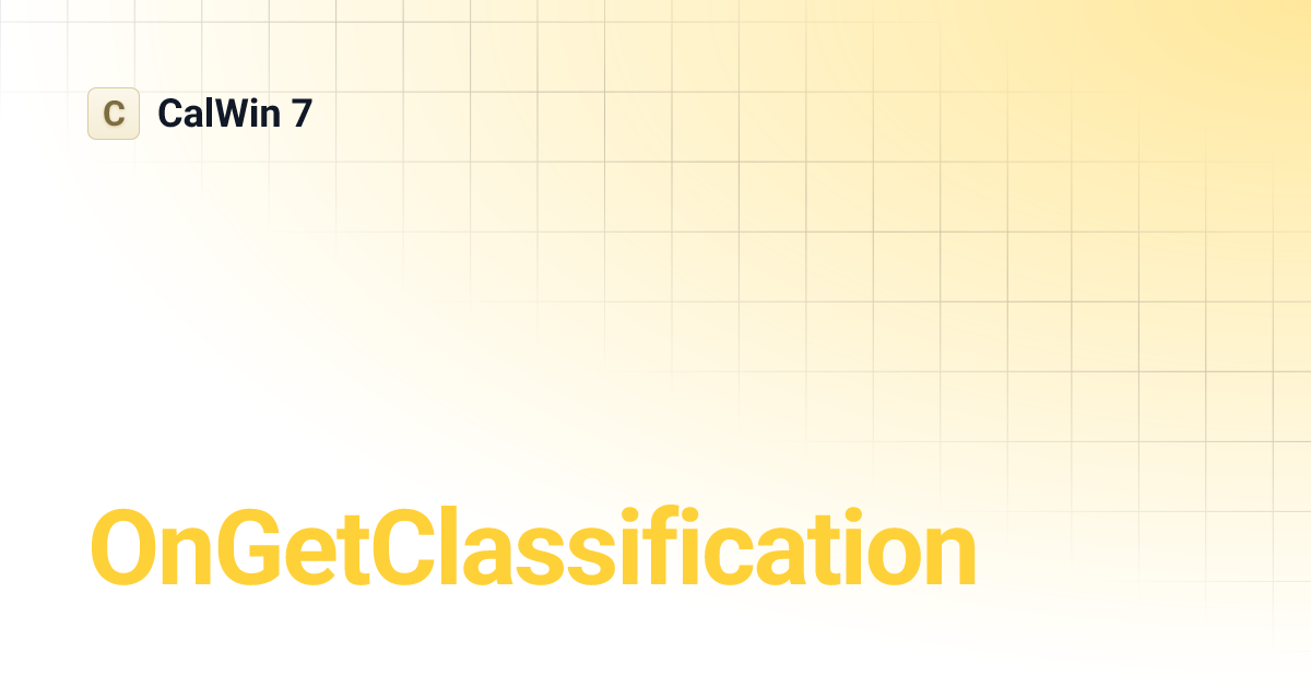 OnGetClassification | CalWin